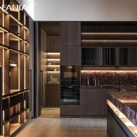 China Custom Modular Kitchen Furniture with Built-In Wine Cabinet 18mm Plywood for sale