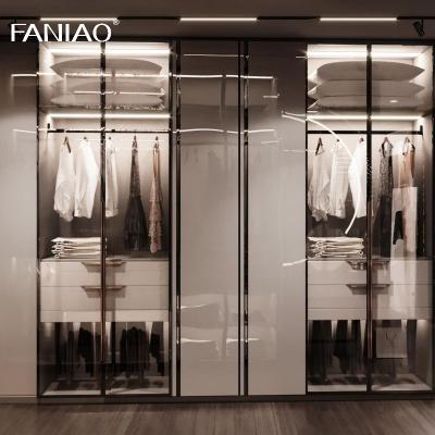 China Custom Floor to Ceiling Walk In Closet Storage Cabinet with Open Shelves and Closed Cabinets 18mm Plywood for sale