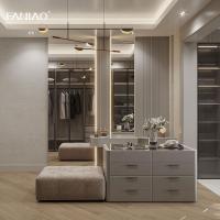 China Luxury Modern Walk In Closet Wardrobe with Full Length Mirror 18mm Plywood Customizable for sale