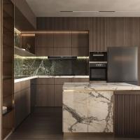 China Modern Villa Smart Kitchen Cabinets Melamine 18mm Plywood Complete Luxury Set with Soft Close Hinges for sale