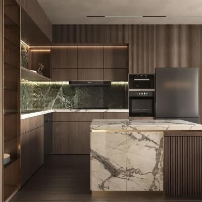 China Modern Villa Smart Kitchen Cabinets Melamine 18mm Plywood Complete Luxury Set with Soft Close Hinges for sale