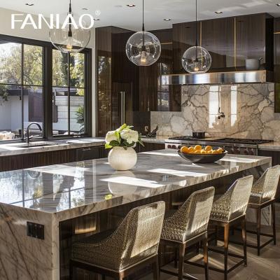 China Modern Luxury RTA Kitchen Cabinets Modular Flat Pack Lacquered 18mm Plywood Cupboard for sale