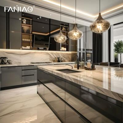 China Modern Matte Finish PVC Kitchen Cabinets Flat Pack Powder Coating 18mm Plywood for sale