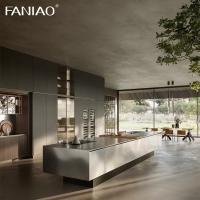 China Custom Wood Melamine Full Kitchen Cabinets 18mm Plywood Cupboard Manufacturer for Hotel Villa for sale