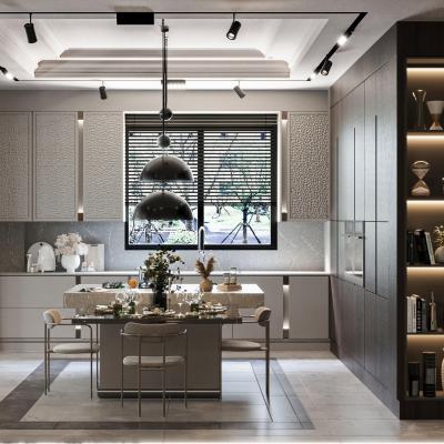 China Custom Wood Veneer Kitchen Cabinets 18mm Plywood Modern Classic Design for Villa Hotel for sale