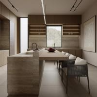 China 18mm Handleless Wood Veneer Kitchen Cabinet with Soft-Close Mechanism - Custom Hotel & Apartment Cabinetry for sale