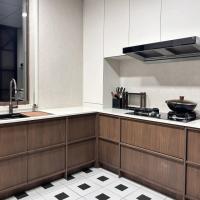 China Custom Wood Veneer Kitchen Cabinet Frame-line Door Panel 18mm MDF Oak Walnut for sale