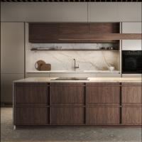 China Classic Wood Kitchen Cabinet Customized Wood Grain MDF 18mm for Villa Hotel for sale