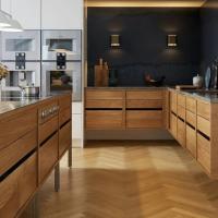 China Ghana Project Custom Modular Modern Design Wood Grain Kitchen Cabinet for sale