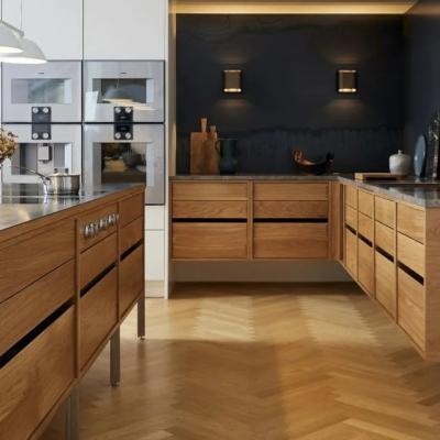 China Ghana Project Custom Modular Modern Design Wood Grain Kitchen Cabinet for sale