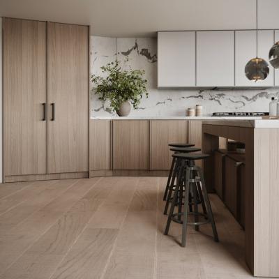 China Kitchen Storage Wood Grain Modular Kitchen Cabinets Complete Sets For Villa for sale