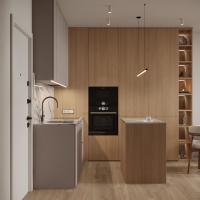 China Kitchen Units Hotel Small Kitchen Apartment Kitchenette With Led Lighting for sale