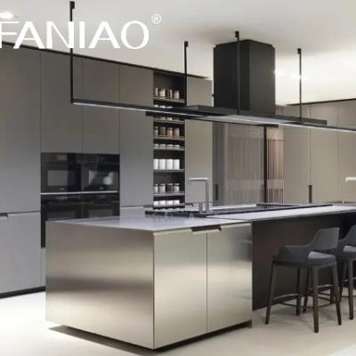 China Smart Stainless Steel Kitchen Cabinet Custom Aluminium Kitchen for Middle East 18mm Plywood for sale