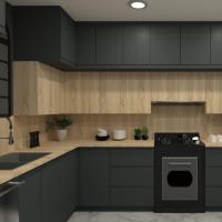 China Modern Luxury Black Solid Wood Veneer Kitchen Cabinet for Villa Project 18mm Plywood for sale