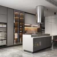 China Modern Melamine Kitchen Cabinets 18mm Plywood Smart Wall Units Luxury Wood Design for Hotel Apartment Villa for sale