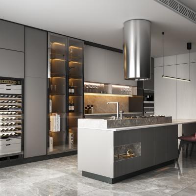 China Modern Melamine Kitchen Cabinets 18mm Plywood Smart Wall Units Luxury Wood Design for Hotel Apartment Villa for sale