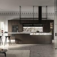 China Solid Wood Veneer Luxury Smart Kitchen Cabinet 18mm Plywood for Villa Project Contractors for sale