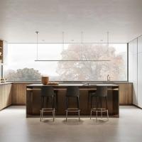 China Builder Project Modern Luxury E0 Melamine Solid Wood Kitchen Cabinets With Island for sale