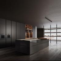 China Custom Minimalist Design Termite Proof Durable Black Egger Board Kitchen Cabinet Project For Contractors for sale