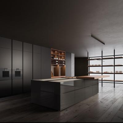 China Custom Minimalist Design Termite Proof Durable Black Egger Board Kitchen Cabinet Project For Contractors for sale
