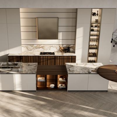 China Modern Melamine Kitchen Cabinet Set 18mm Egger Board Termite Proof Handleless Design for sale