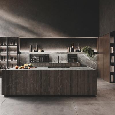 China Custom E0 Melamine Kitchen Cabinets 18mm for Villa Luxury Modular Cupboard Manufacturer for sale