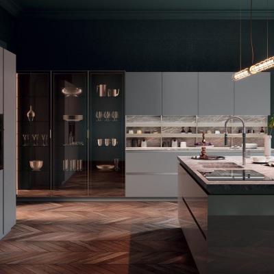 China High-end Design Melamine Kitchen Cabinet With Customization Options And Automatic Push-to-Open Doors for sale