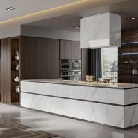 China High-end Design Melamine Kitchen Cabinet CustomizationAnd Automatic Push-to-Open Doors for sale