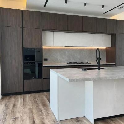 China Wholesale Wood Veneer Kitchen Cabinets 18mm Plywood MDF Custom Sizes for Hotel Villa Apartment for sale