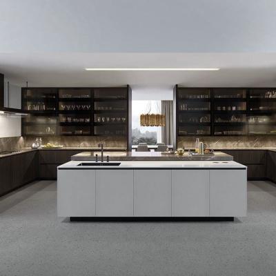 China Custom Wood Kitchen Cabinets Trade Modern Fitted Complete Kitchens Design Units for sale
