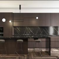 China Custom Modern Kitchen Wall Cabinet Wood Veneer Door Panel 18mm Particle Board Carcass for sale