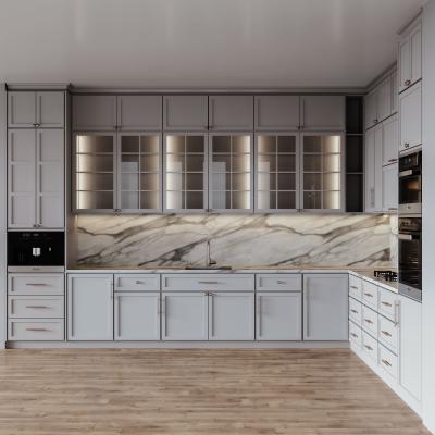 China Custom White Lacquer MDF Shaker Kitchen Cabinets with Soft Close Hinges for Builders for sale