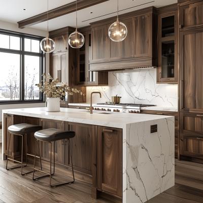 China Custom Modern Wood Kitchen Cabinets Set 18mm MDF Soft Close Hinges Luxury Cupboard for sale