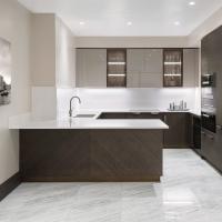 China Whole House Customization Modern Particle Board Kitchen Cabinets 18mm Melamine Finish Luxury Villa Furnishing for sale