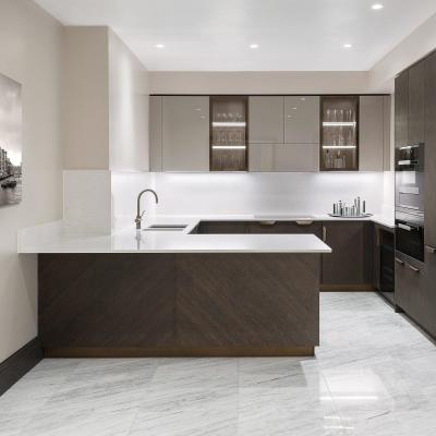 China Whole House Customization Modern Particle Board Kitchen Cabinets 18mm Melamine Finish Luxury Villa Furnishing for sale