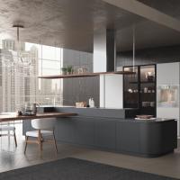 China Luxury Modern Smart Modular Kitchen Cabinet with Island 18mm Wood Veneer Door Panel for sale
