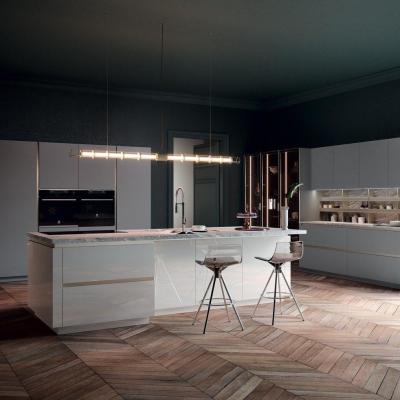 China Custom Modular Kitchen Cabinets MDF Carcass 18mm with Smart Sink Home Furniture for sale