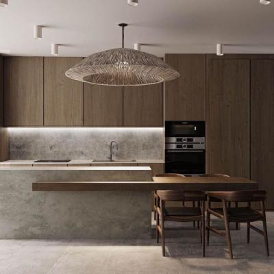China Modern White MDF Kitchen Cabinets with Wood Veneer Custom Design for Australia Luxury Homes for sale