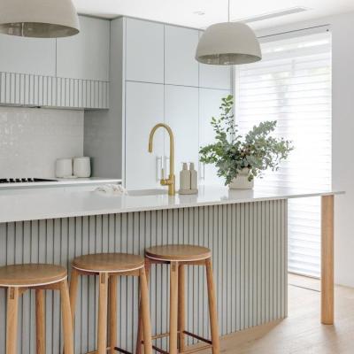 China Custom Full Kitchen Cabinet Set Australian Standards Stainless Steel Wood Sintered Stone Countertop 15mm Villa for sale
