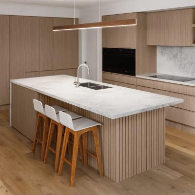China Australian Standard Modern Veneer Kitchen Cabinets with Marble Countertop 20mm for Contractors for sale