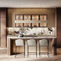 China Wall Mounted Modern Kitchen Cabinet Set Lacquer Finish MDF 18mm Custom Sizes for sale