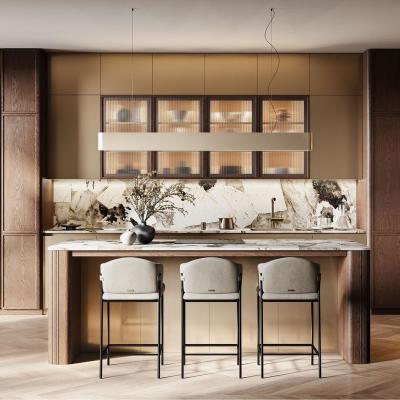 China Wall Mounted Modern Kitchen Cabinet Set Lacquer Finish MDF 18mm Custom Sizes for sale