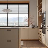 China Luxury Modern Flat Panel Melamine Kitchen Cabinets Set 18mm E1 Grade Custom Sizes for sale