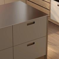 China Luxury Modern Flat Panel Melamine Kitchen Cabinets Set 18mm E1 Grade Custom Sizes for sale