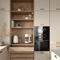 China Luxury Modern Flat Panel Melamine Kitchen Cabinets Set 18mm E1 Grade Custom Sizes for sale