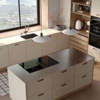 China Luxury Modern Flat Panel Melamine Kitchen Cabinets Set 18mm E1 Grade Custom Sizes for sale