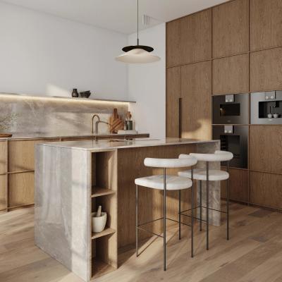 China Luxury Smart Kitchen Cabinets 18mm Melamine Particle Board for Villa Apartment Projects for sale