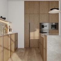 China Luxury Smart Kitchen Cabinets 18mm Melamine Particle Board for Villa Apartment Projects for sale
