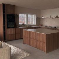 China Classic Modular Stainless Steel Kitchen Cabinet Set with Solid Wood Plywood and Marble Countertop for sale