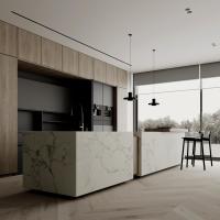China Custom Luxury Solid Wood Kitchen Cabinets with Sink Island 1200mm Modern Design for sale